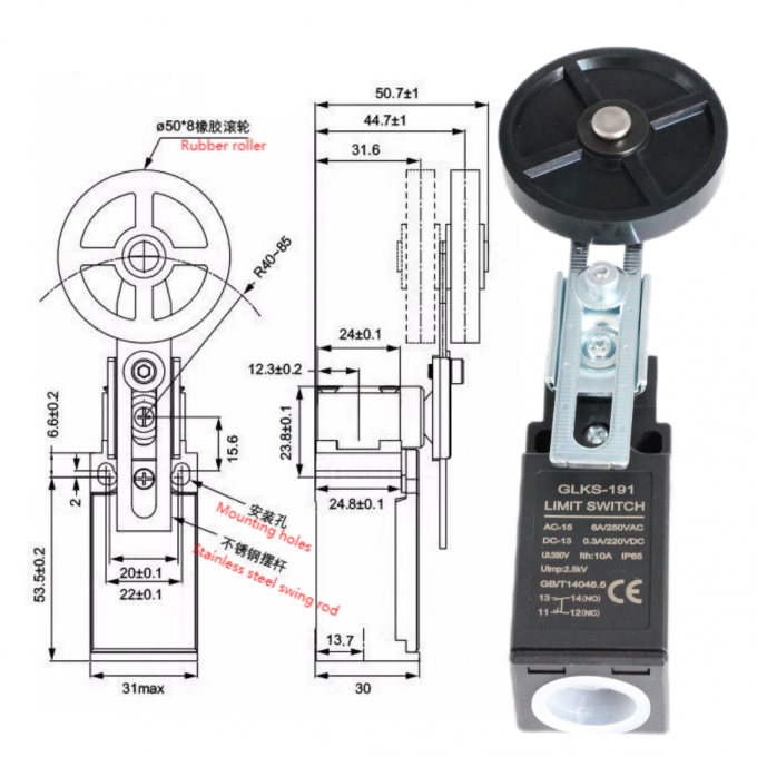 Elevator Limit Switch IP65 380V Stainless Steel Plastic