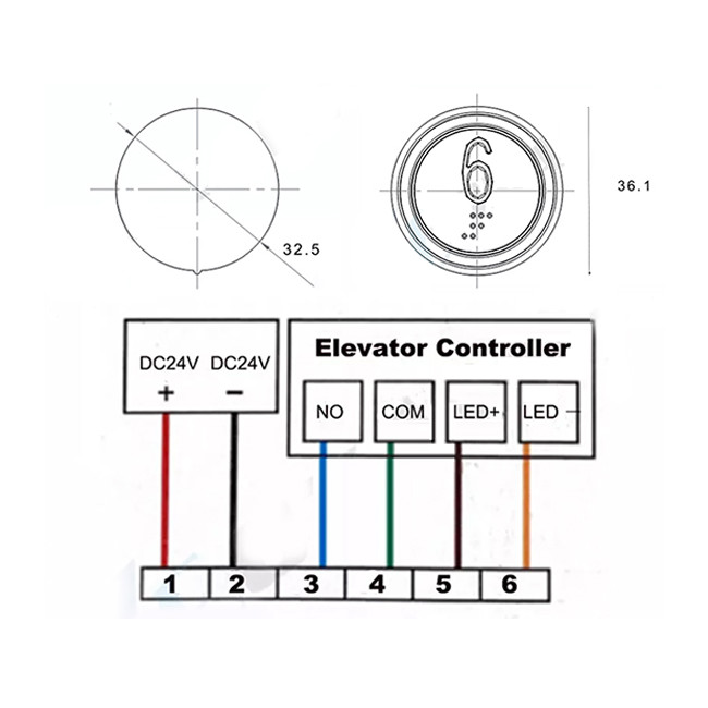 Iso Round Push Button Led Indicator Touchless Infrared Elevator Push